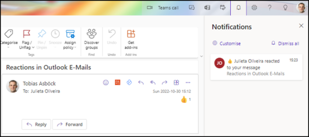 Disallow reactions in Outlook emails | Topedia Blog