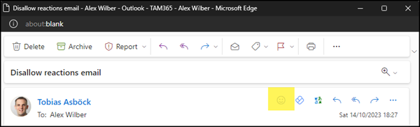 Disallow reactions in Outlook emails | Topedia Blog