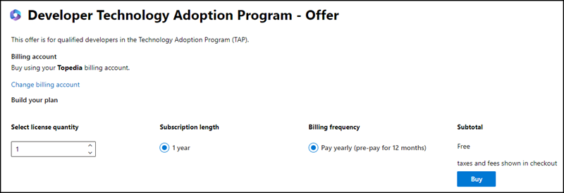 Offer for Microsoft 365 Developer Technology Adoption Program (TAP ...
