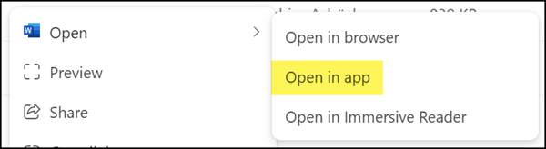 "Open in app" in OneDrive and SharePoint for additional files | Topedia ...