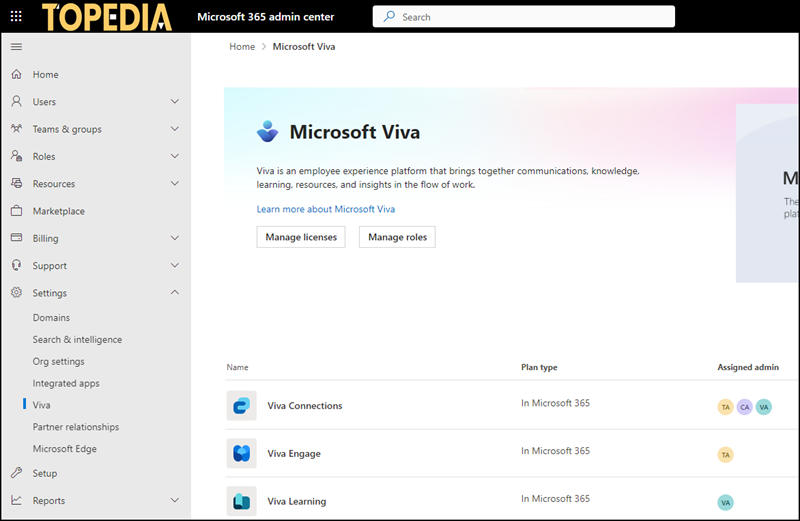 Viva as a new section in the Microsoft 365 Admin Center | Topedia Blog