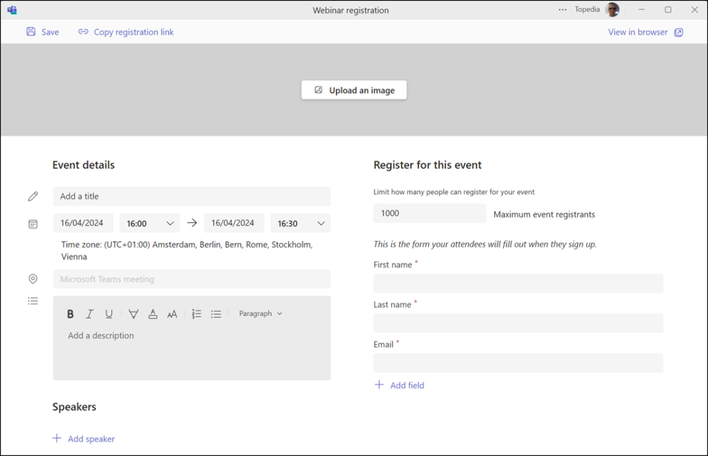 End of “Meeting Registration” in Teams Meeting | Topedia Blog