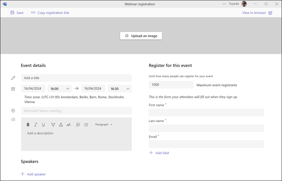 End of “Meeting Registration” in Teams Meeting | Topedia Blog
