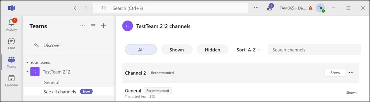 Disable automatic hiding of inactive Teams channels | Topedia Blog