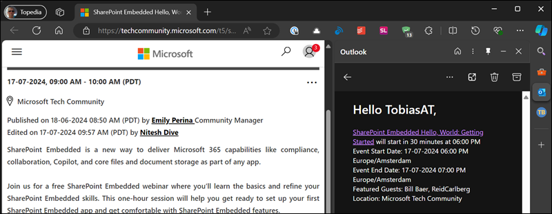 Side-by-side view for emails in the new Outlook for Windows | Topedia Blog