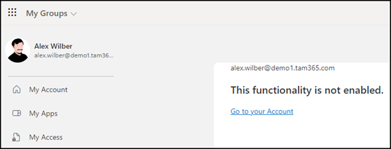 My Groups in Microsoft 365 shows “This functionality is not enabled” for admin accounts ...