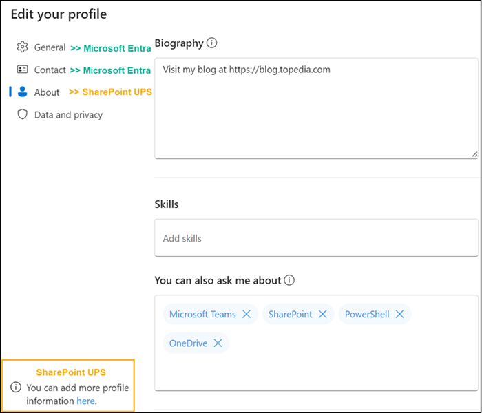 Edit your Delve profile information in the Microsoft 365 profile ...
