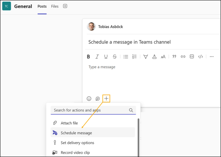 Schedule messages in Teams channels | Topedia Blog