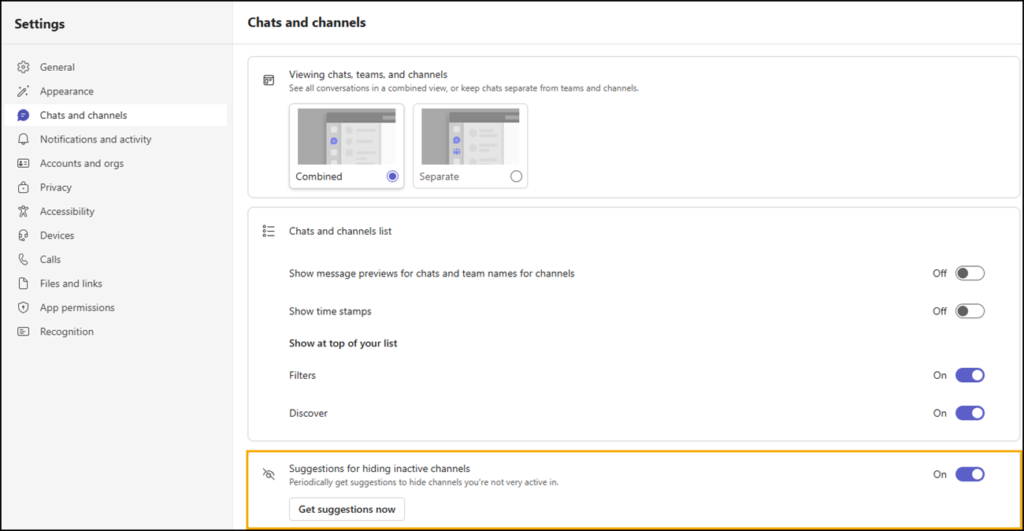 Changes for hiding inactive Teams channels | Topedia Blog