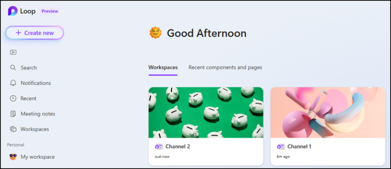 Create a new Loop Workspace container connected to a Teams channel ...