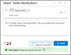 Differences between "Copy link" and "Send" when sharing content in ...