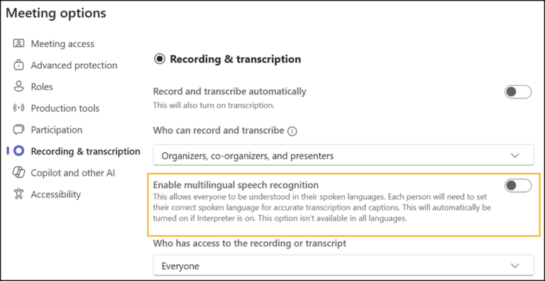 How to use the new multilingual speech recognition feature in Teams Meetings | Topedia Blog