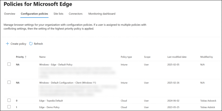 Intune policies for Microsoft Edge in the Edge Management Service ...