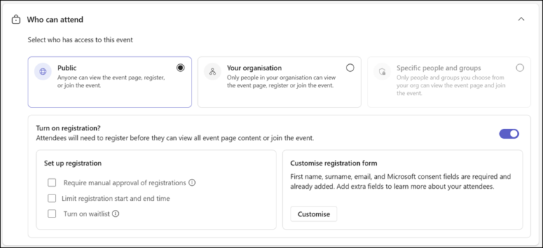 New Registration setting for Teams Events | Topedia Blog