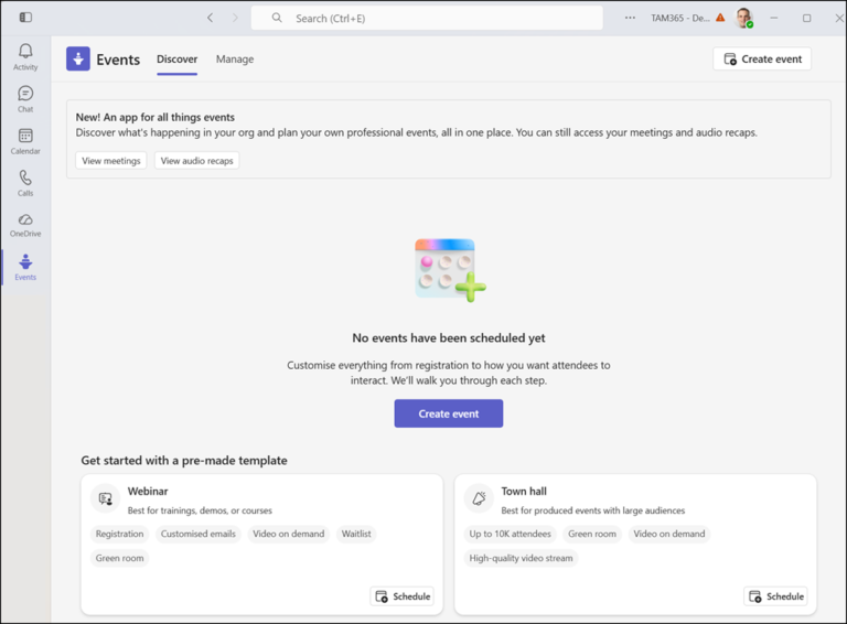 Meet app in Teams has been replaced with a unified Events app | Topedia ...